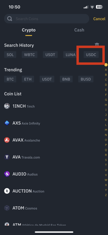 Withdraw USDT / USDC