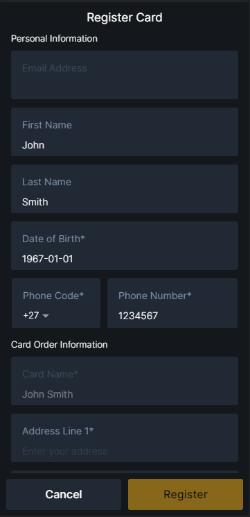 Debit Card Registration